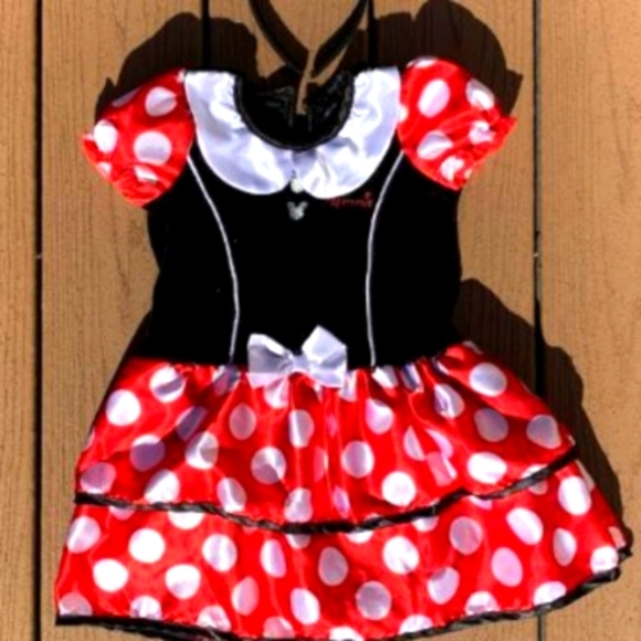 Disney | Dresses | Authentic Disney Minnie Mouse Polka Dot Dress Red ...